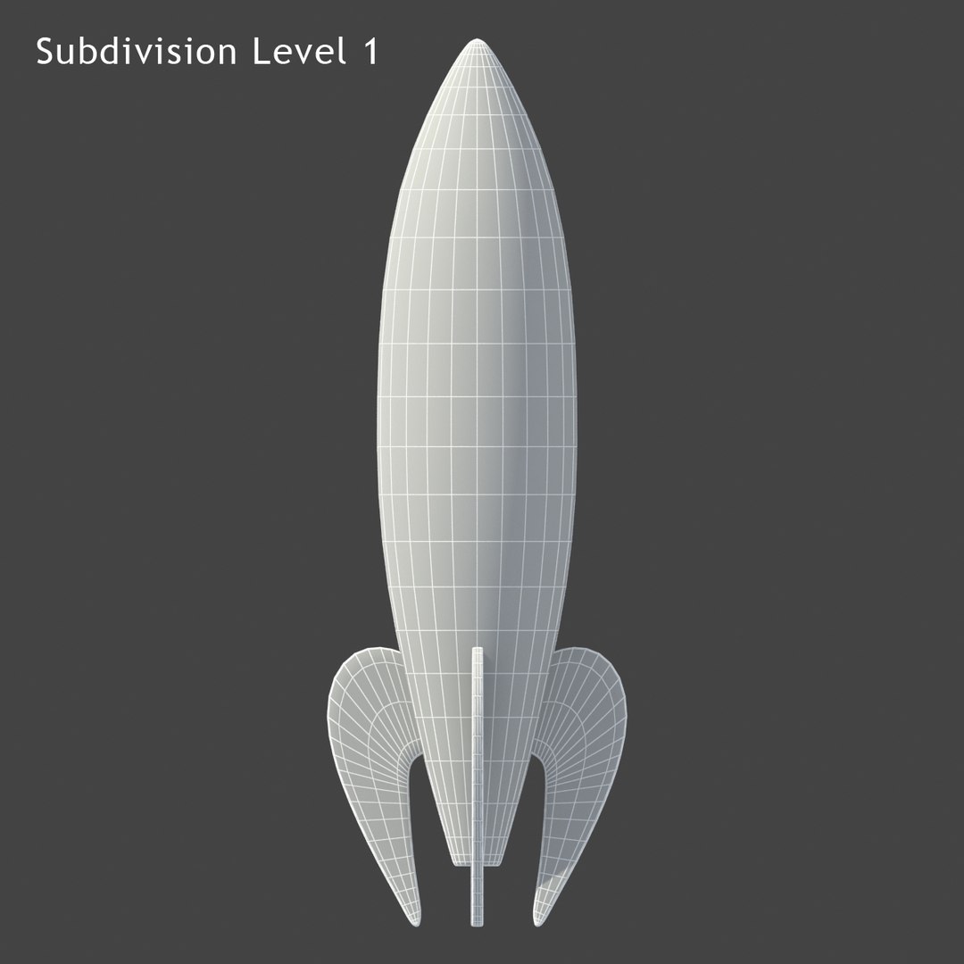 Retro Rocket 3d Model