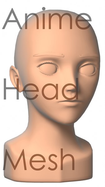3d anime head mesh model