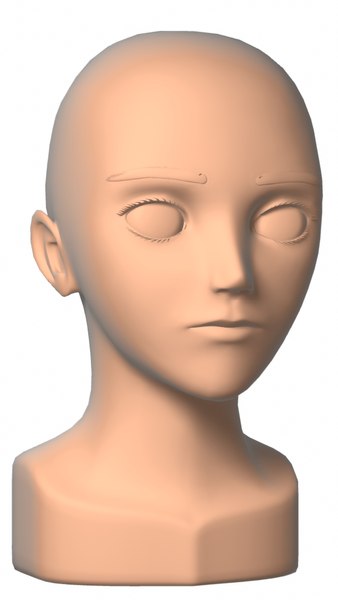 3d anime head mesh model