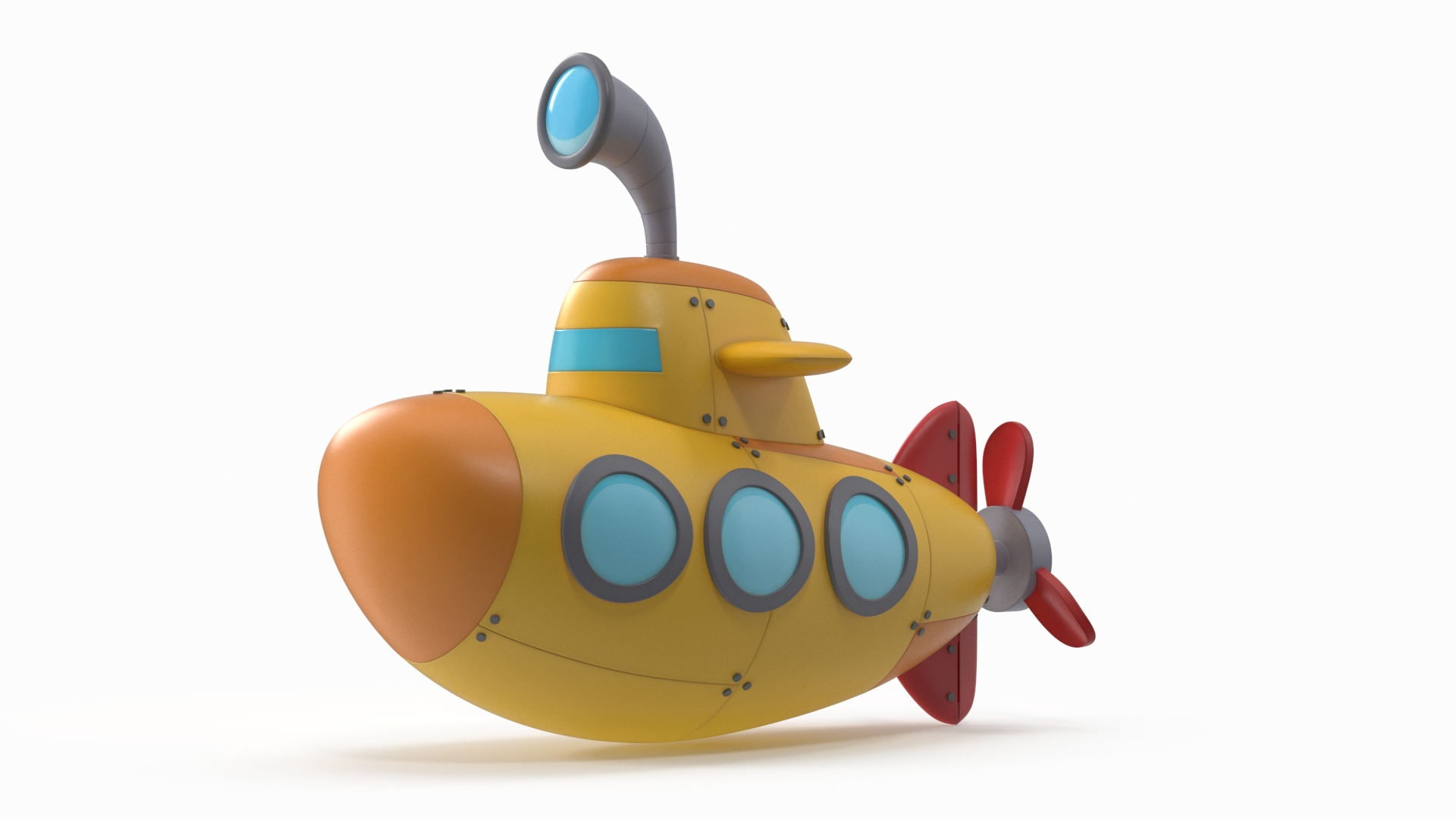 3D Cute Submarine Cartoon Orange Rigged Model - TurboSquid 2209683