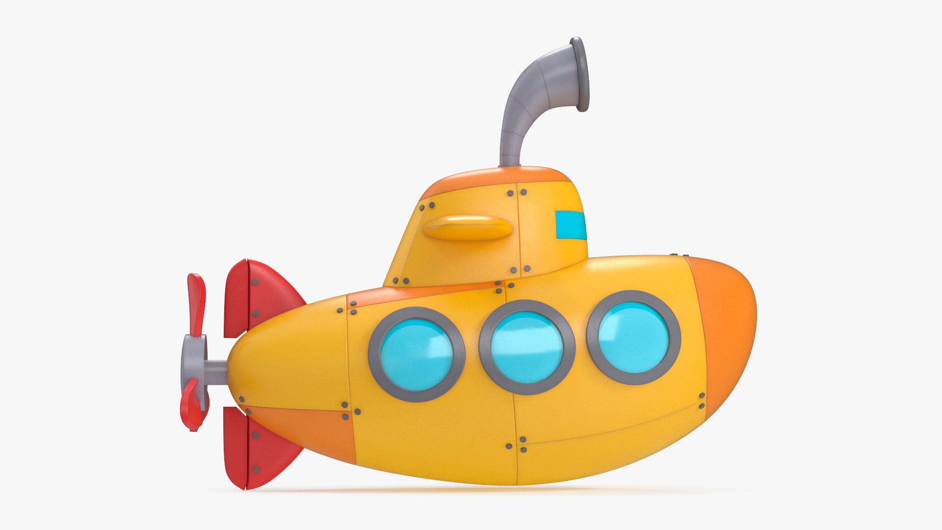 3D Cute Submarine Cartoon Orange Rigged Model - TurboSquid 2209683