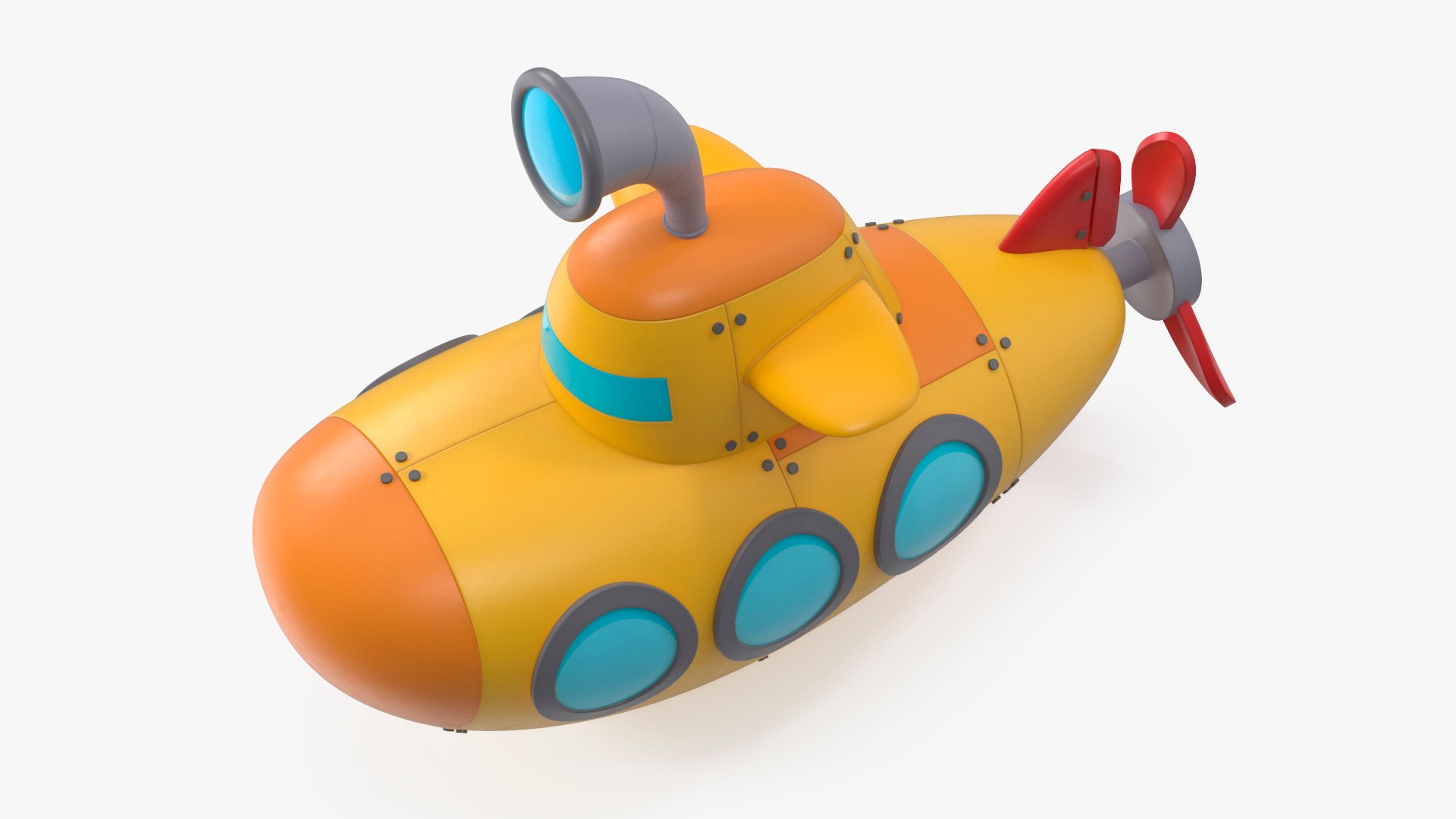 3D Cute Submarine Cartoon Orange Rigged Model - TurboSquid 2209683