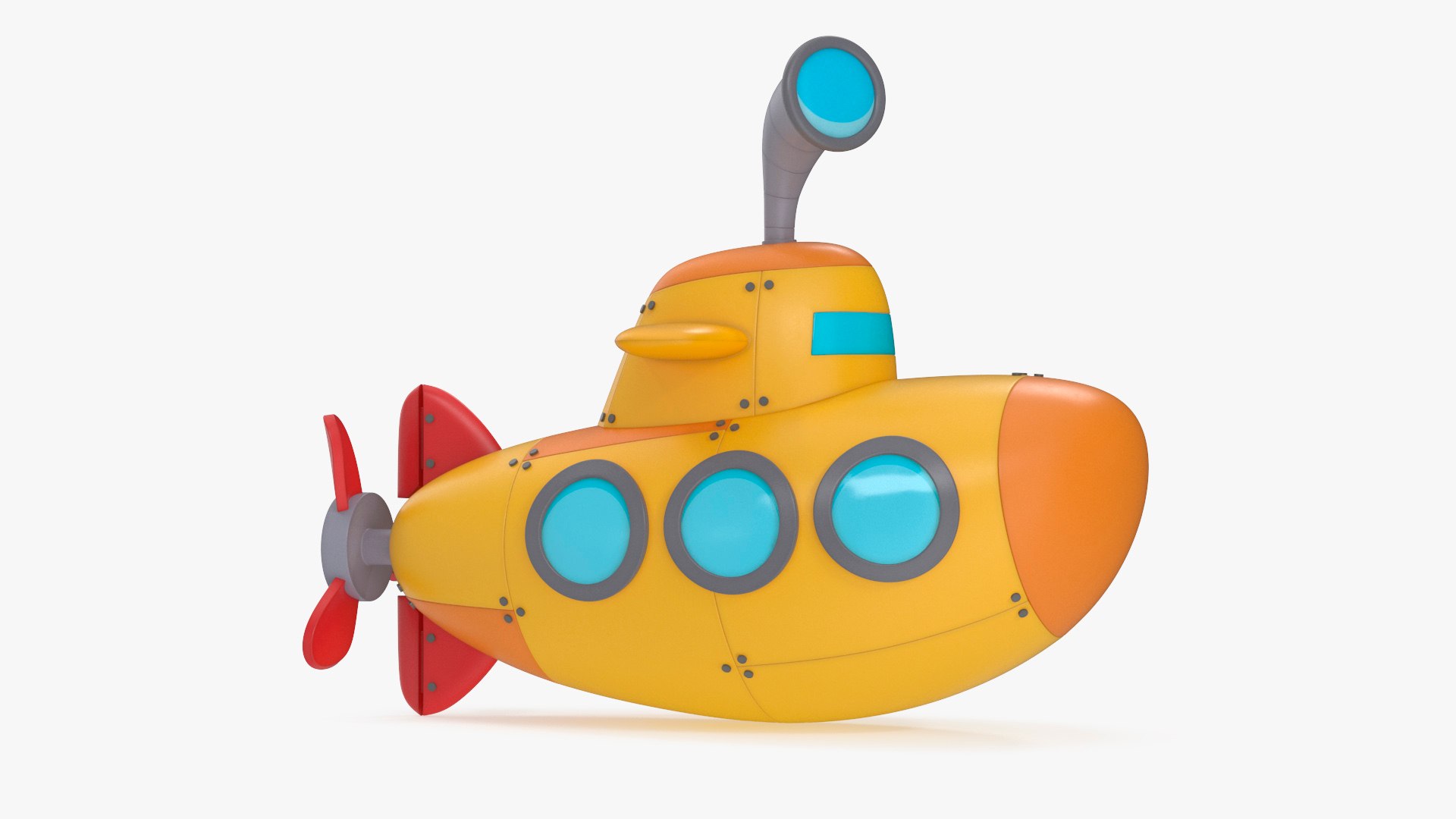 3D Cute Submarine Cartoon Orange Rigged Model - TurboSquid 2209683