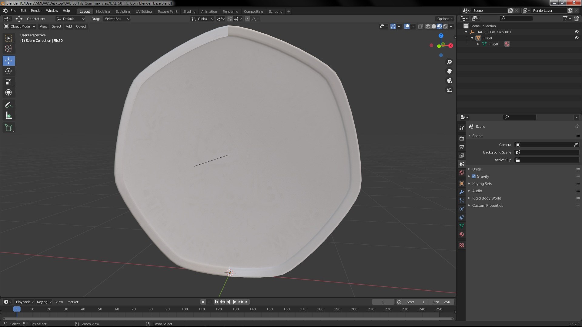 3D UAE 50 Fils Coin - TurboSquid 1933656