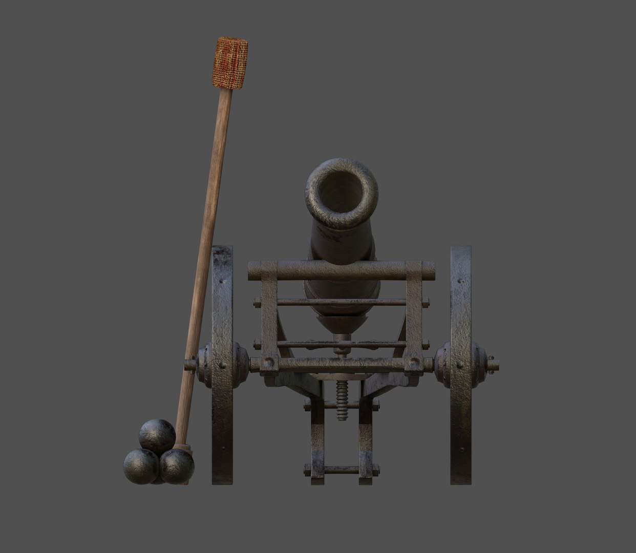 Vintage Old Cannon Gun On Rust Carriage 3D Model. 3D Model - TurboSquid ...