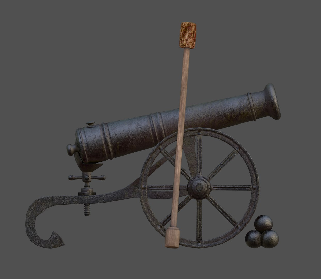 Vintage Old Cannon Gun On Rust Carriage 3D Model. 3D Model - TurboSquid ...