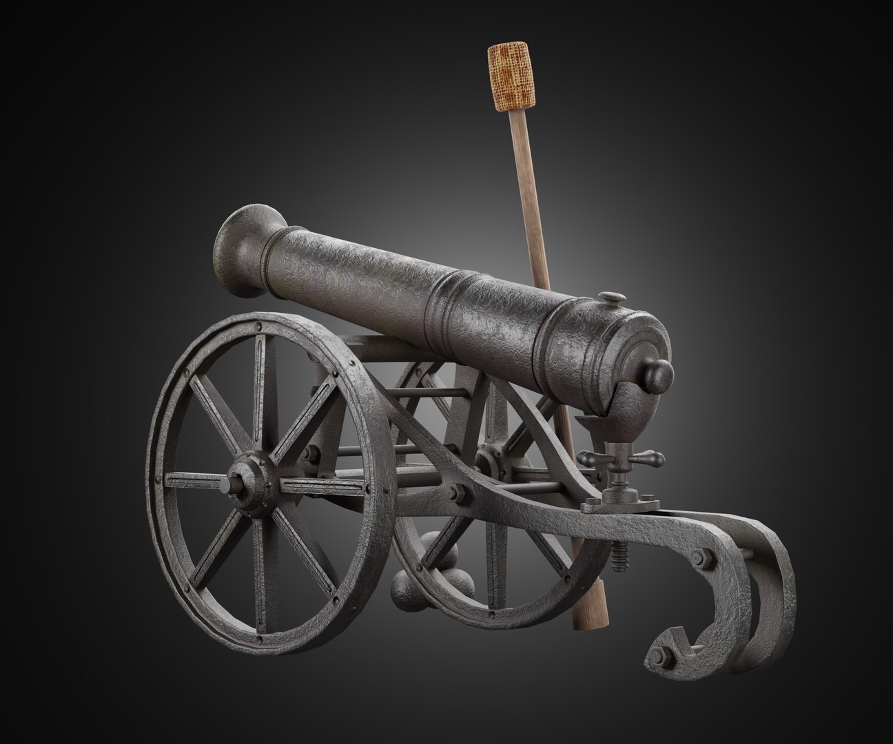 Vintage Old Cannon Gun On Rust Carriage 3D Model. 3D Model - TurboSquid ...