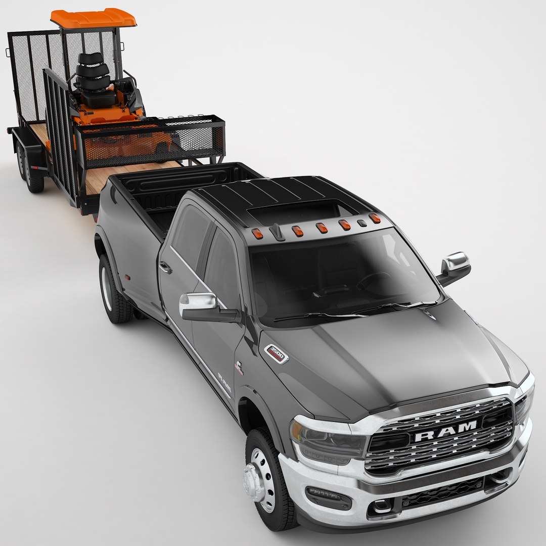 Dodge Ram 3500 HD 2021 with Landscape Pro Trailer 01 3D model ...