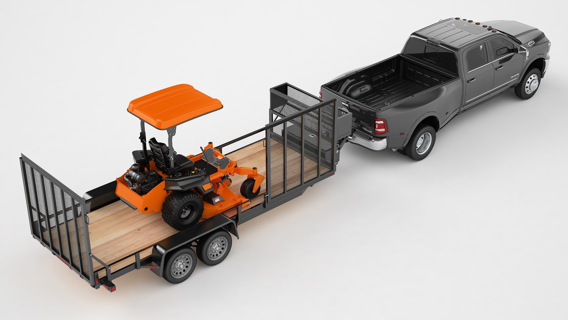Dodge Ram 3500 HD 2021 with Landscape Pro Trailer 01 3D model ...