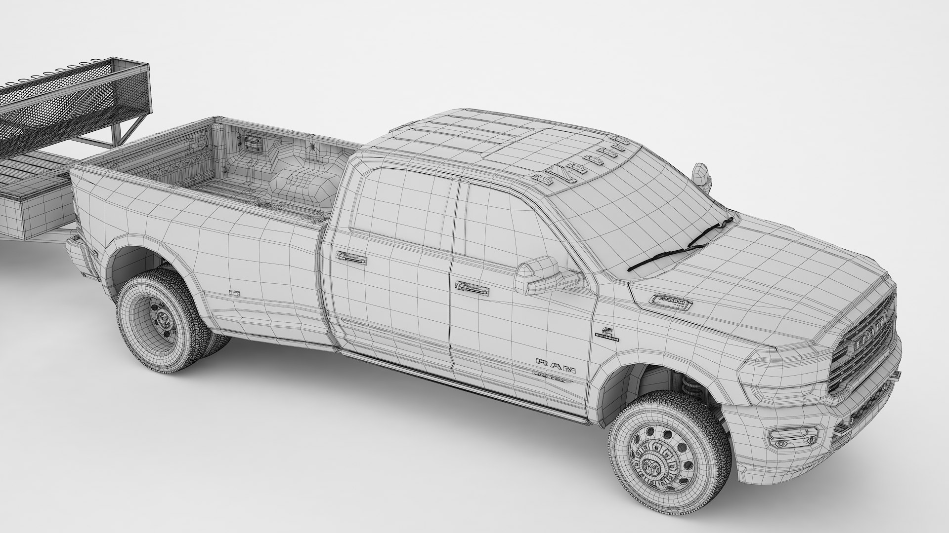 Dodge Ram 3500 HD 2021 with Landscape Pro Trailer 01 3D model ...