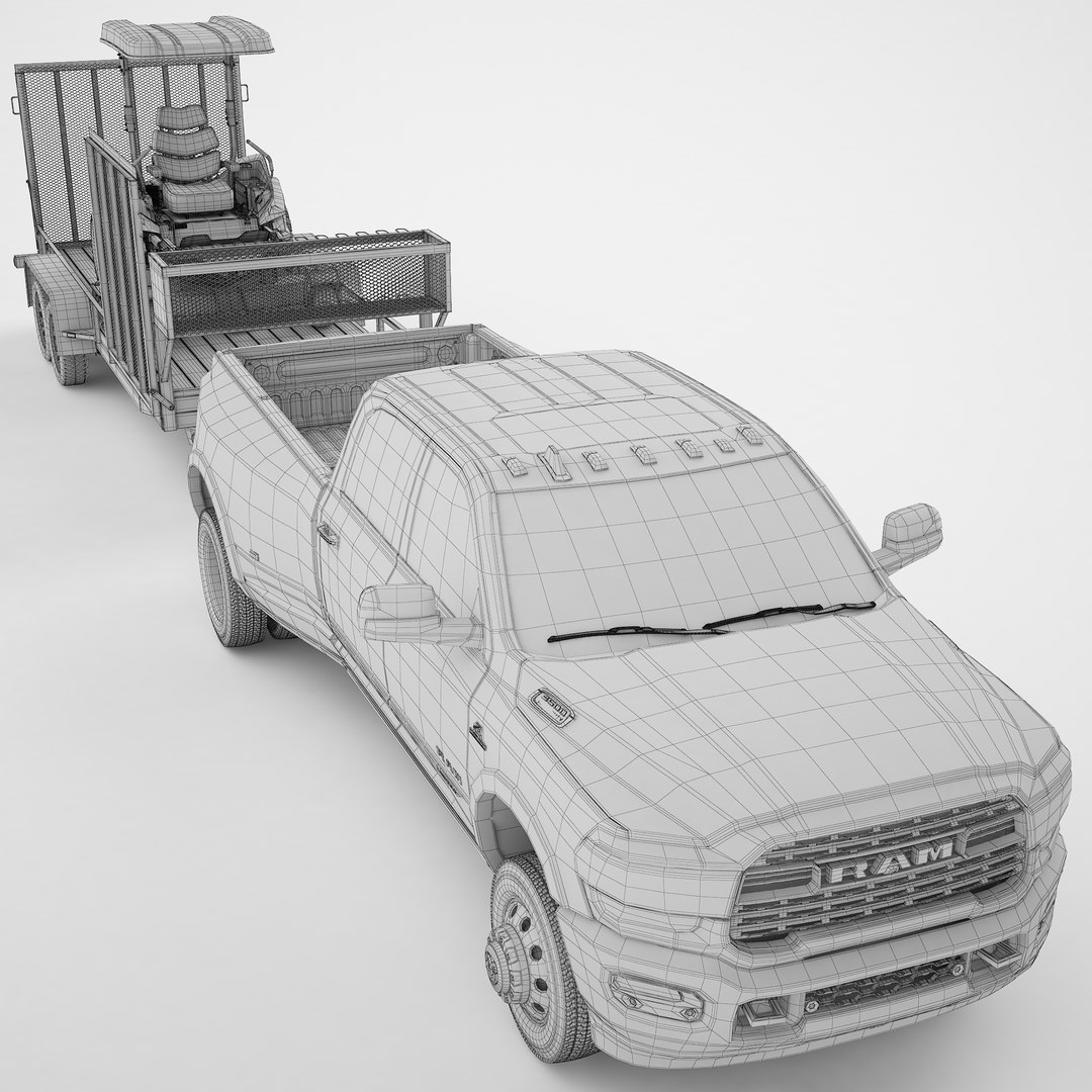 Dodge Ram 3500 HD 2021 with Landscape Pro Trailer 01 3D model ...