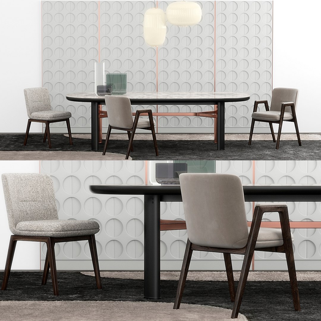 Minotti Lance Chair Set Model - TurboSquid 1281424