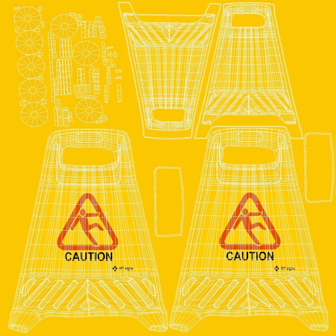 Plastic Floor Sign Caution Model - TurboSquid 1381691