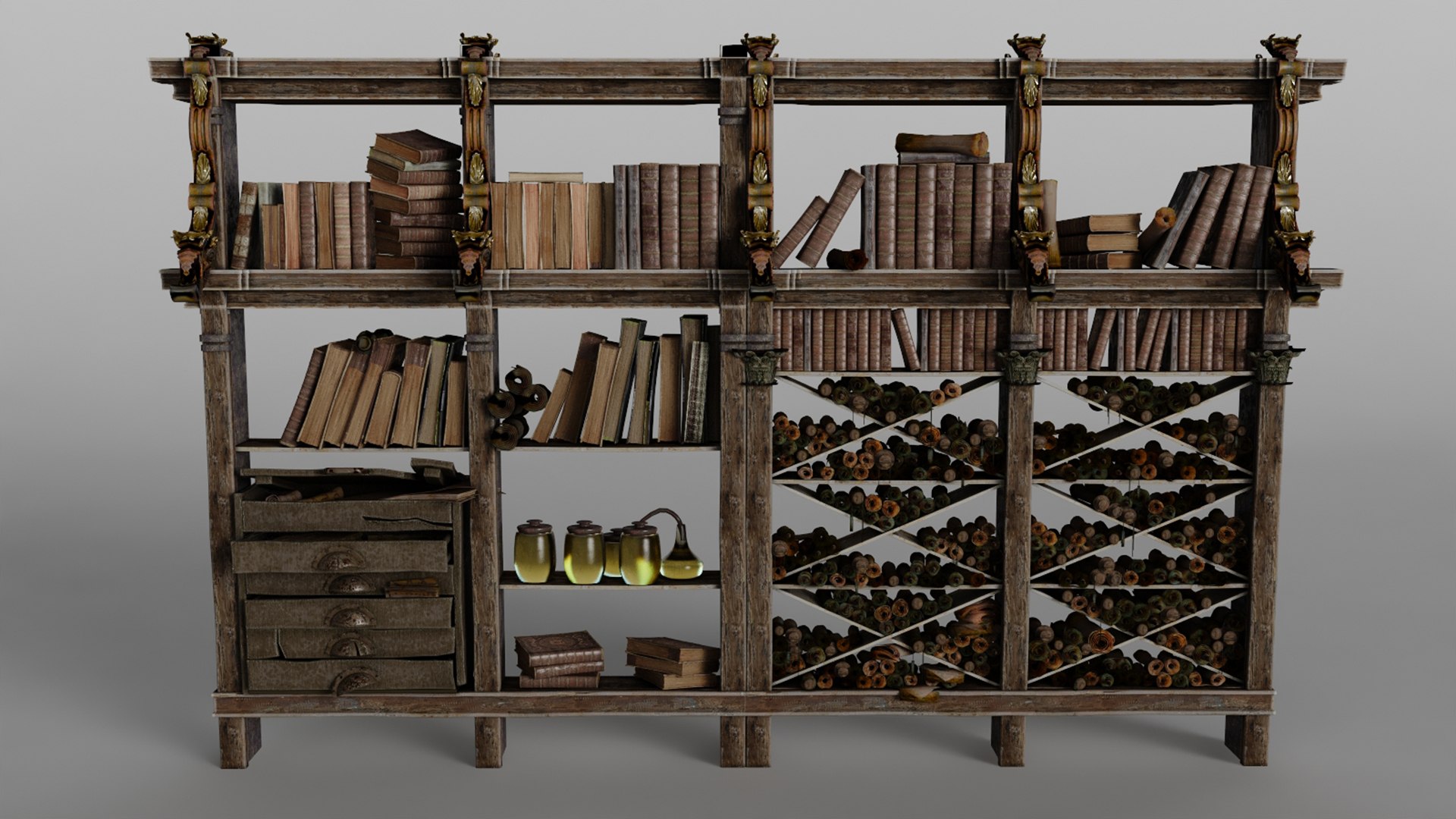 Medieval bookcase model - TurboSquid 2051201