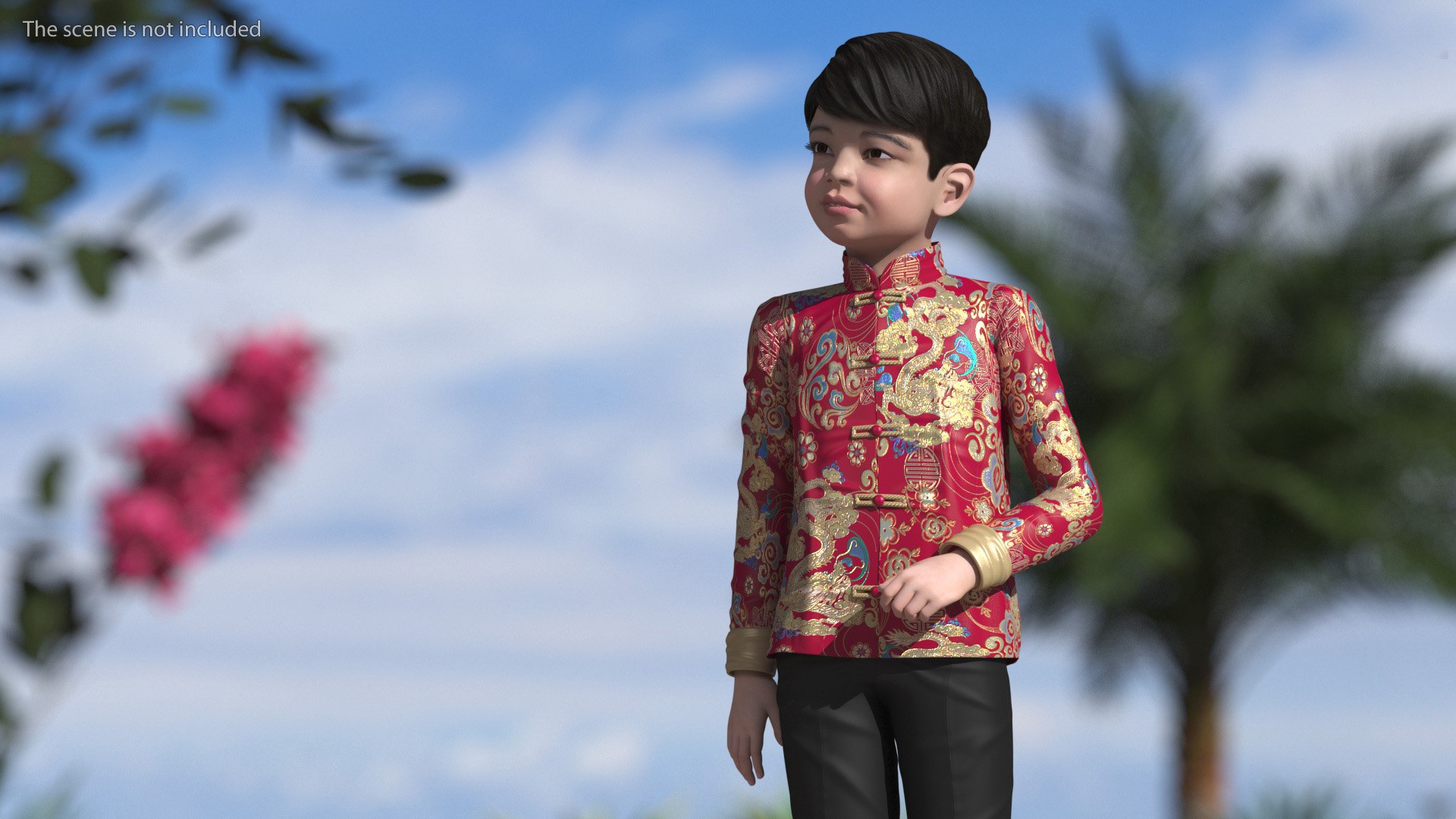 Chinese Boy Dragon Silk Costume Rigged Model - TurboSquid 1980621