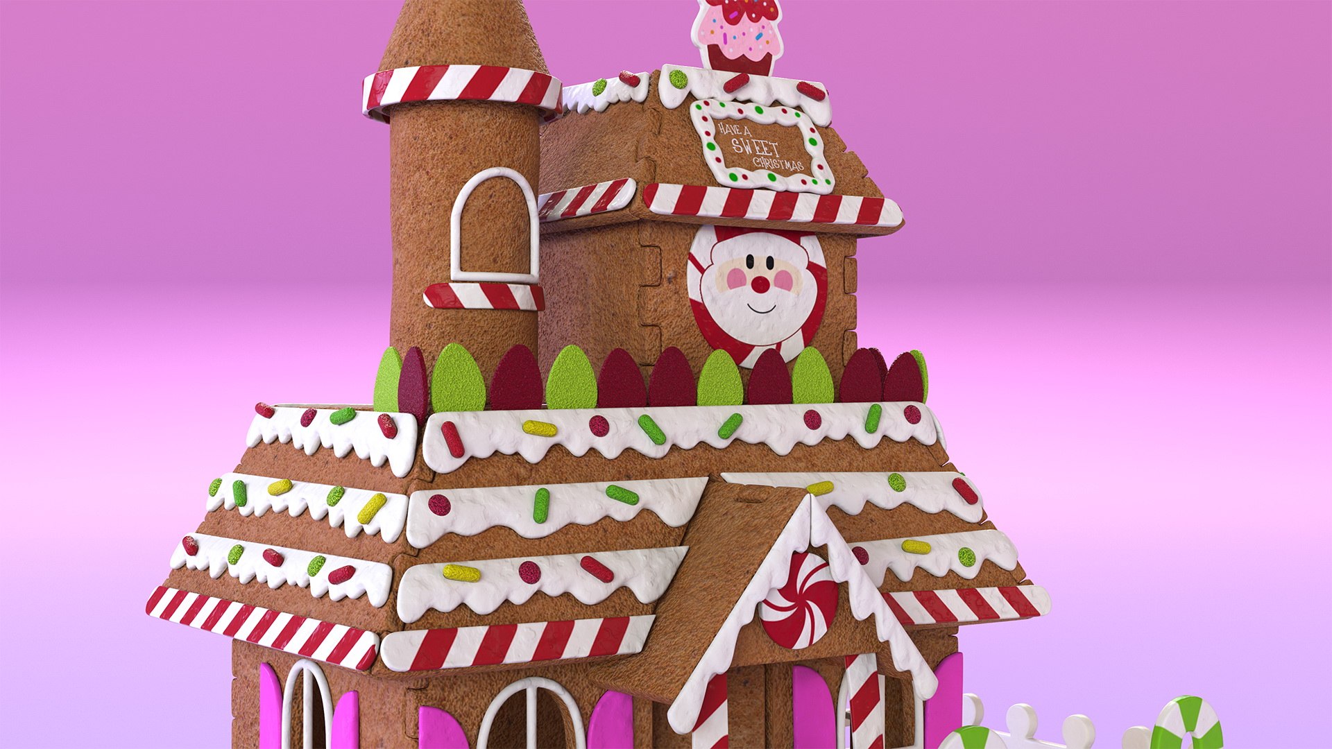 3D Christmas Gingerbread Houses Model - TurboSquid 1486870