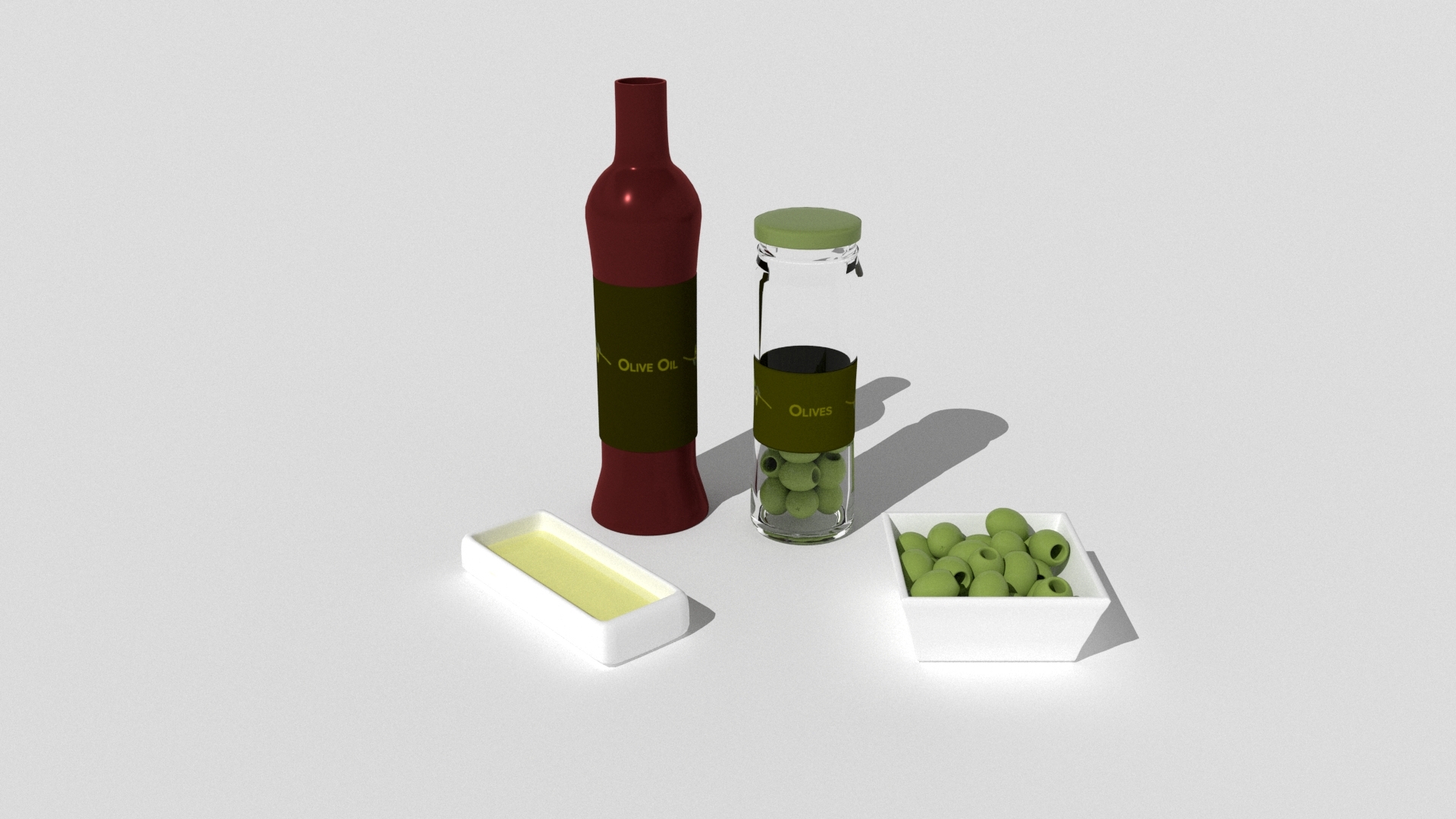 Jar Of Olives And Olive Oil 3D Model - TurboSquid 1853485
