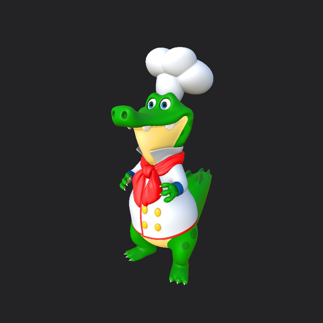 Crocodile Chef Cartoon 3D Model - TurboSquid 1877618