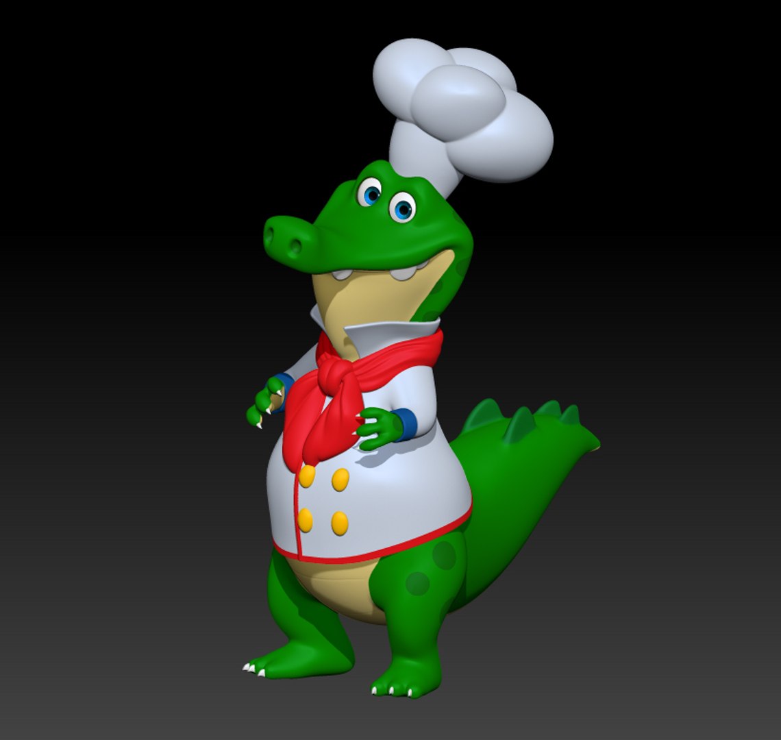 Crocodile Chef Cartoon 3D Model - TurboSquid 1877618