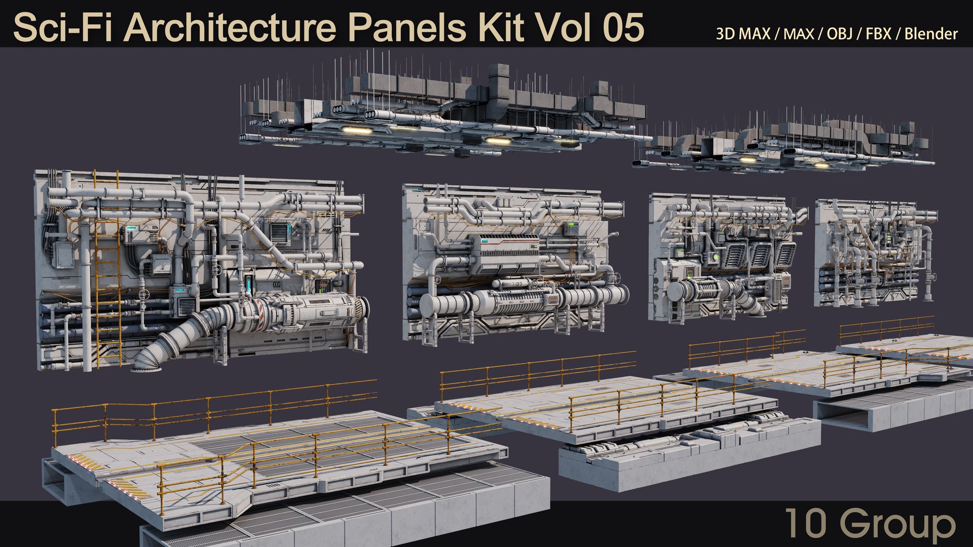 3D Sci-Fi Architecture Panels Kit Vol 05 model - TurboSquid 2056476
