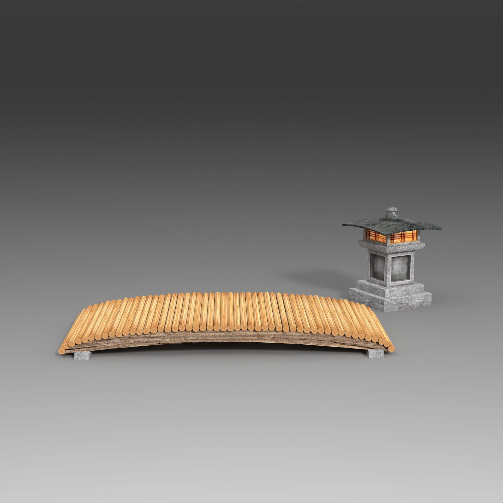 japanese lantern bridge obj