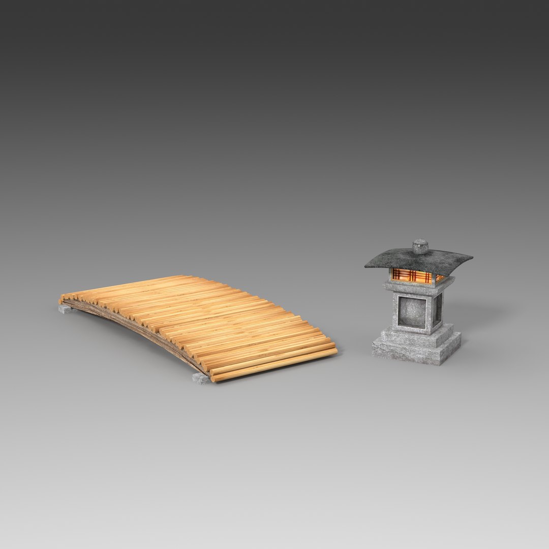 Japanese Lantern Bridge Obj