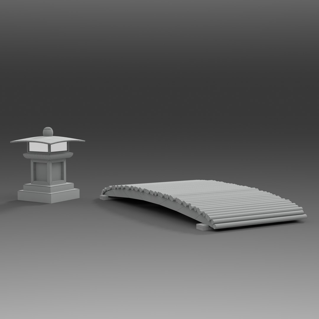 Japanese Lantern Bridge Obj