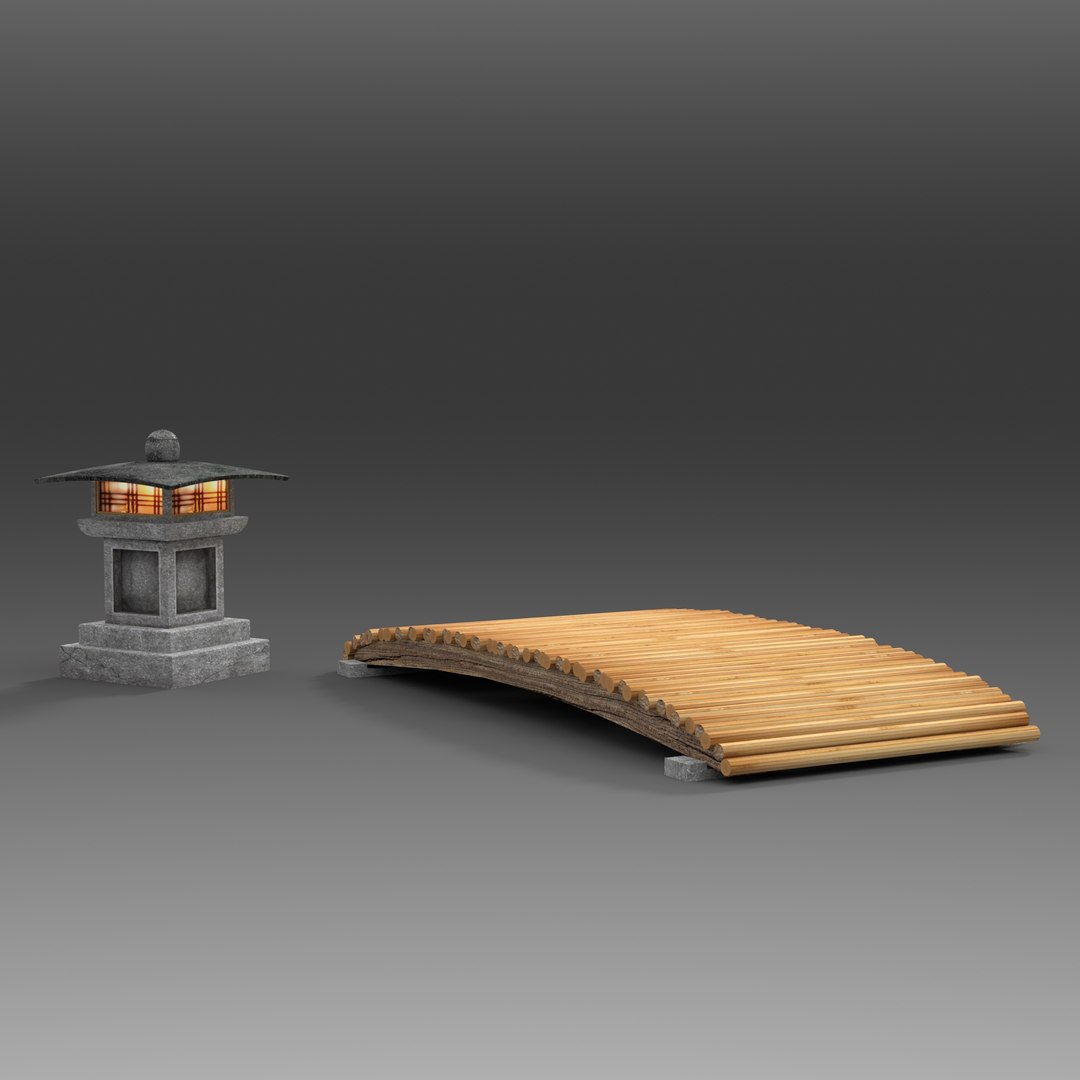 Japanese Lantern Bridge Obj