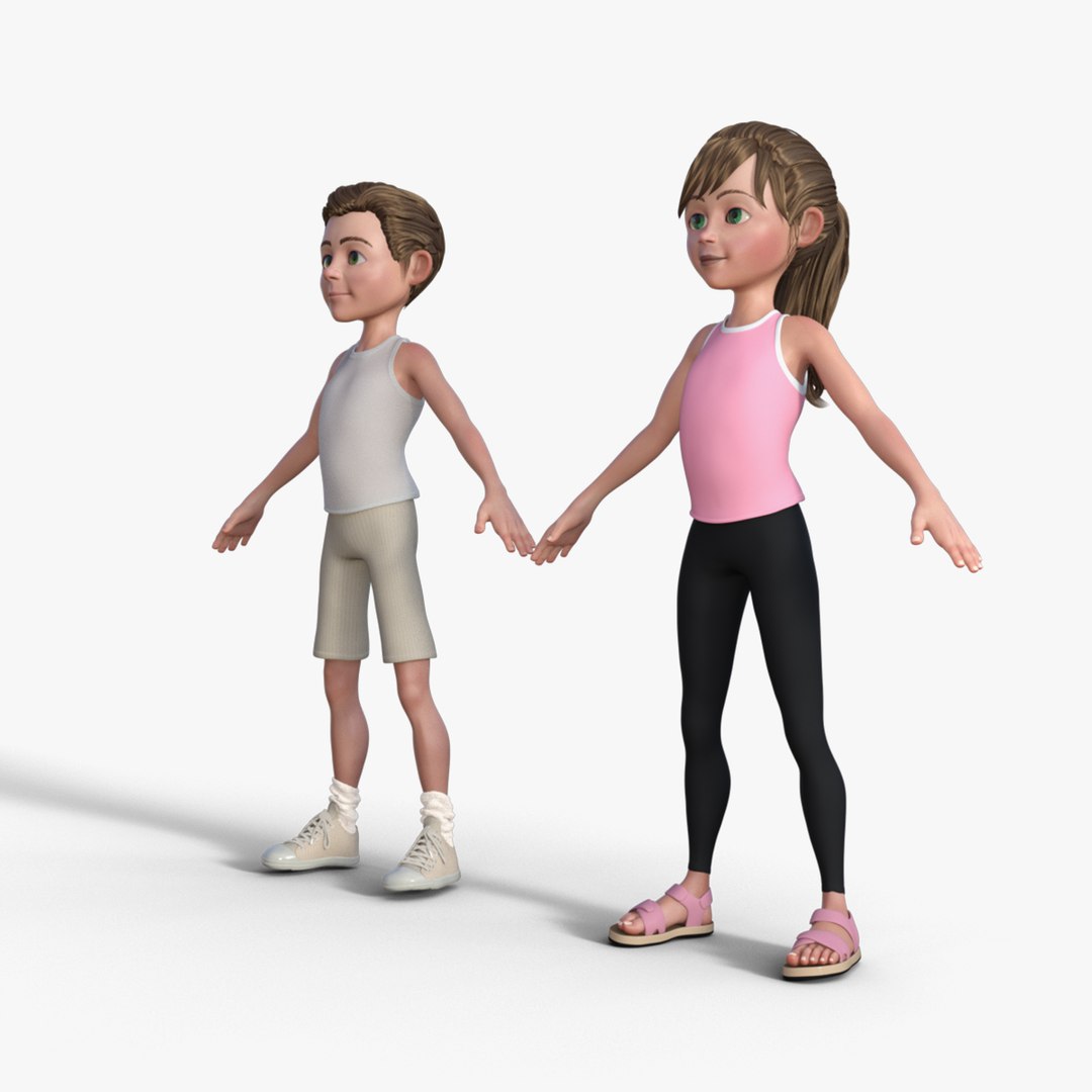 3D Boy and Girl Cartoon Character 3D - TurboSquid 1909889