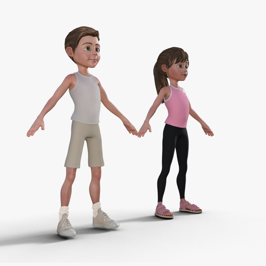 3D Boy and Girl Cartoon Character 3D - TurboSquid 1909889