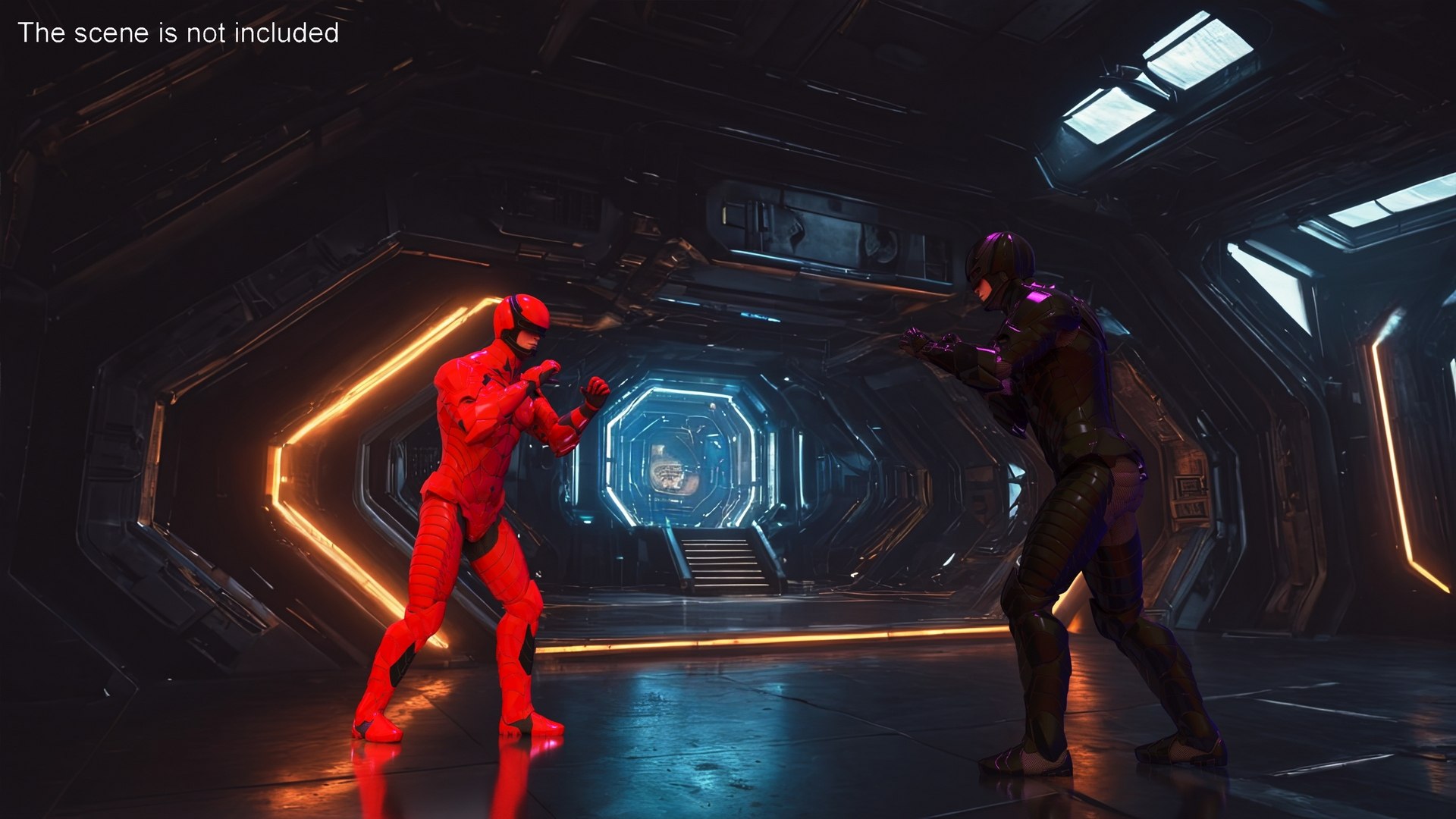 Futuristic Cyborg In Red Armor Rigged For Cinema 4D 3D Model ...