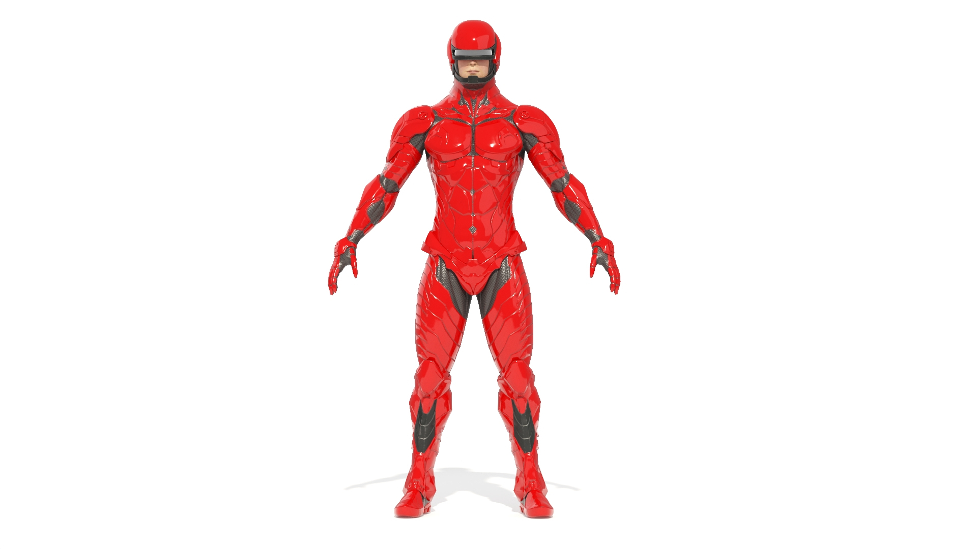 Futuristic Cyborg In Red Armor Rigged For Cinema 4D 3D Model ...