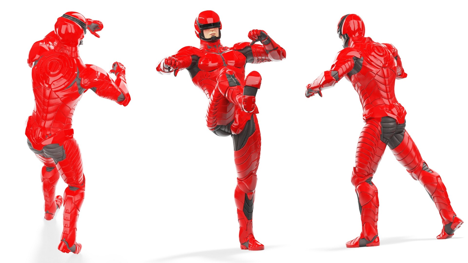 Futuristic Cyborg In Red Armor Rigged For Cinema 4D 3D Model ...