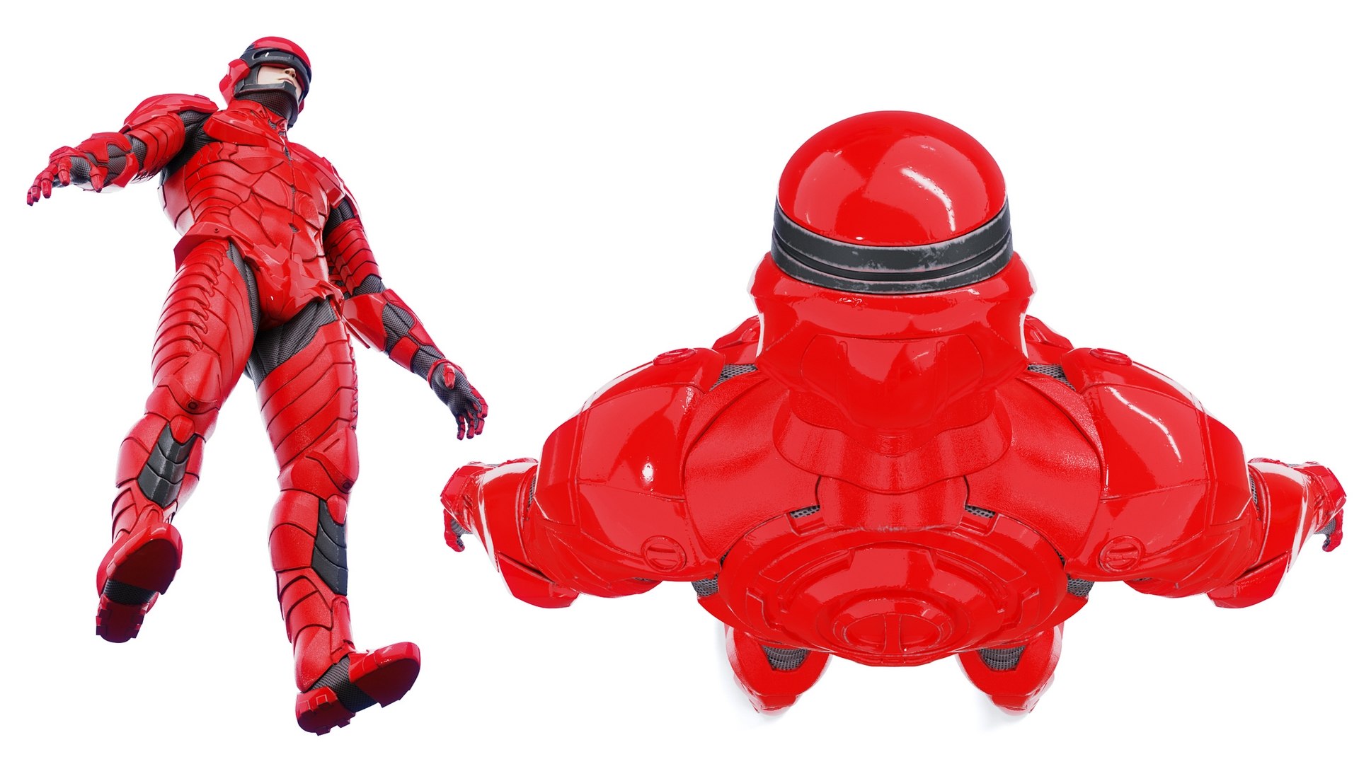 Futuristic Cyborg In Red Armor Rigged For Cinema 4D 3D Model ...