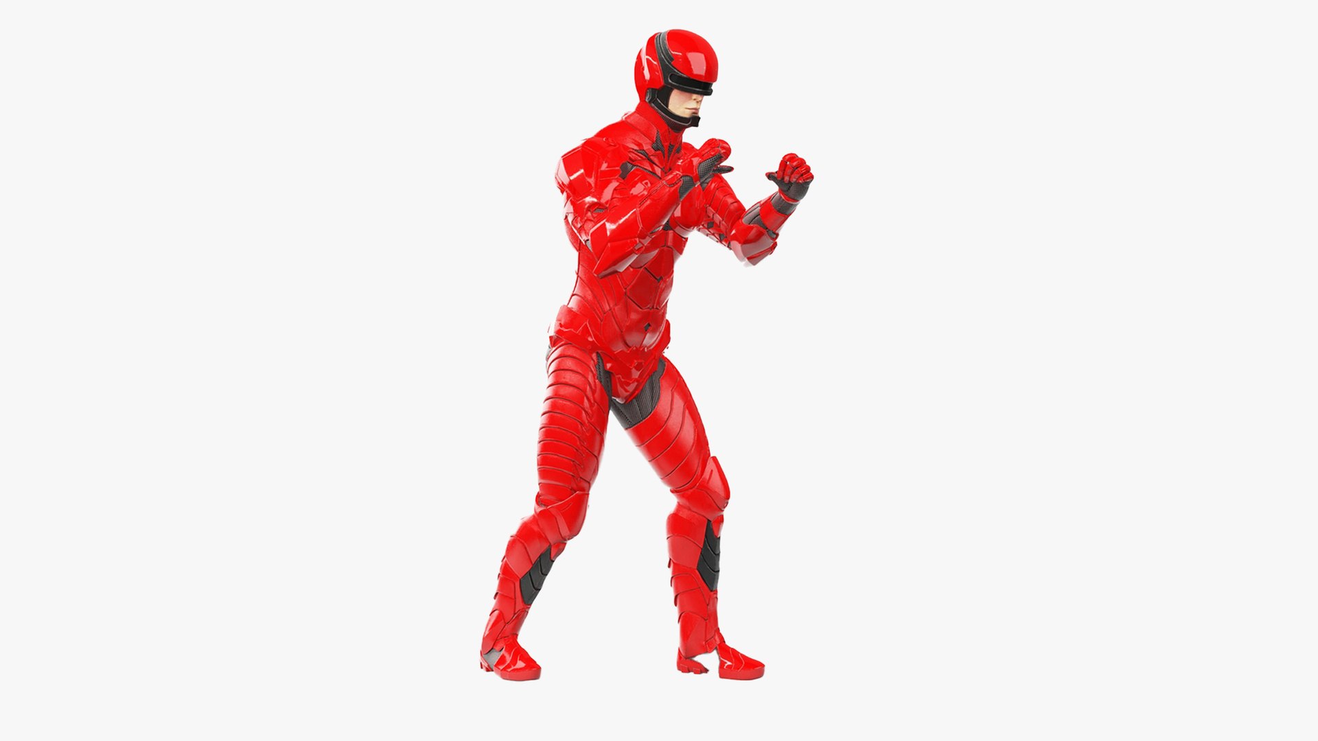 Futuristic Cyborg In Red Armor Rigged For Cinema 4D 3D Model ...