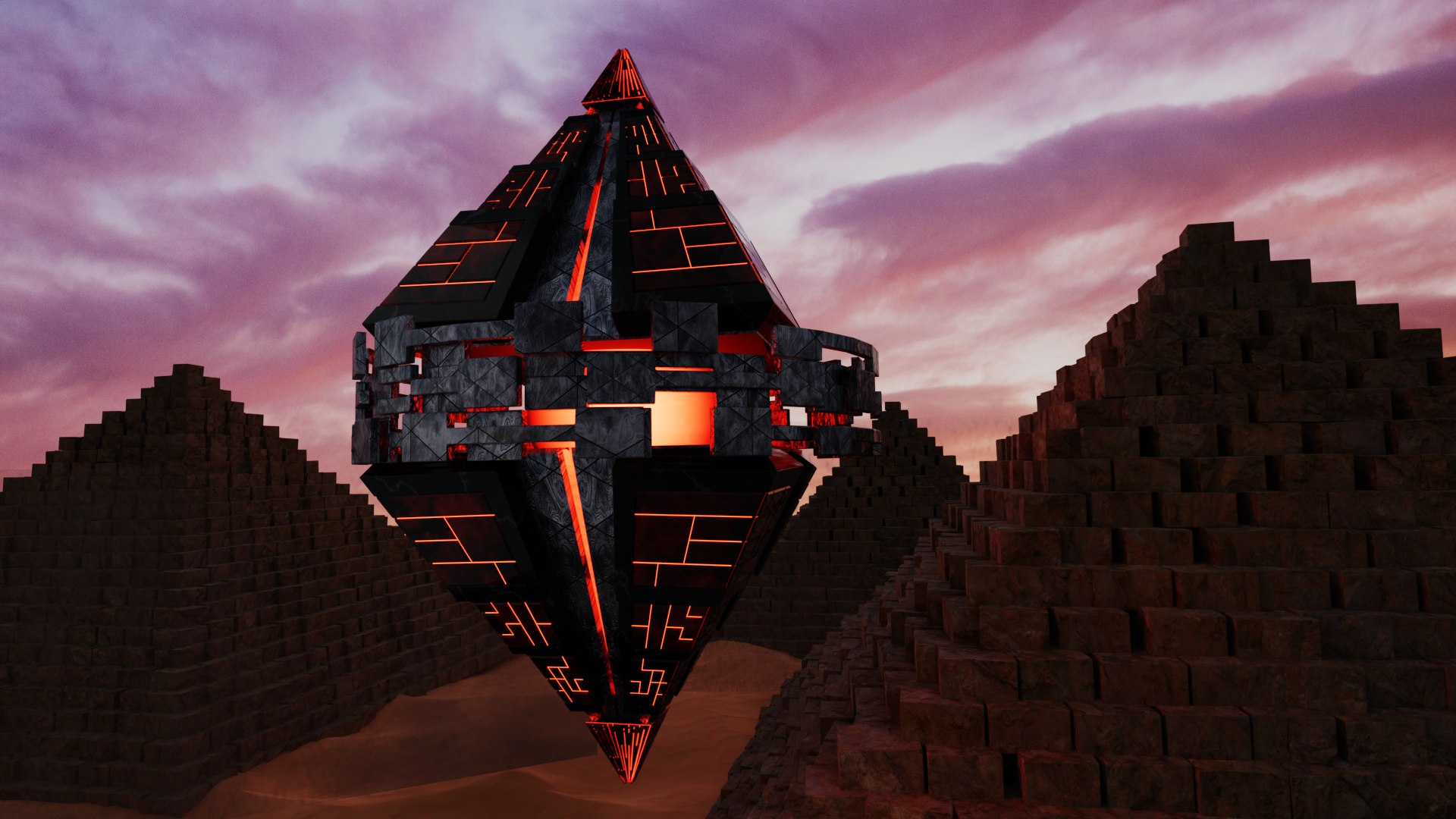 Free UFO 4 Pyramid Spaceship - Ovni - Flying Saucer 3D Model ...