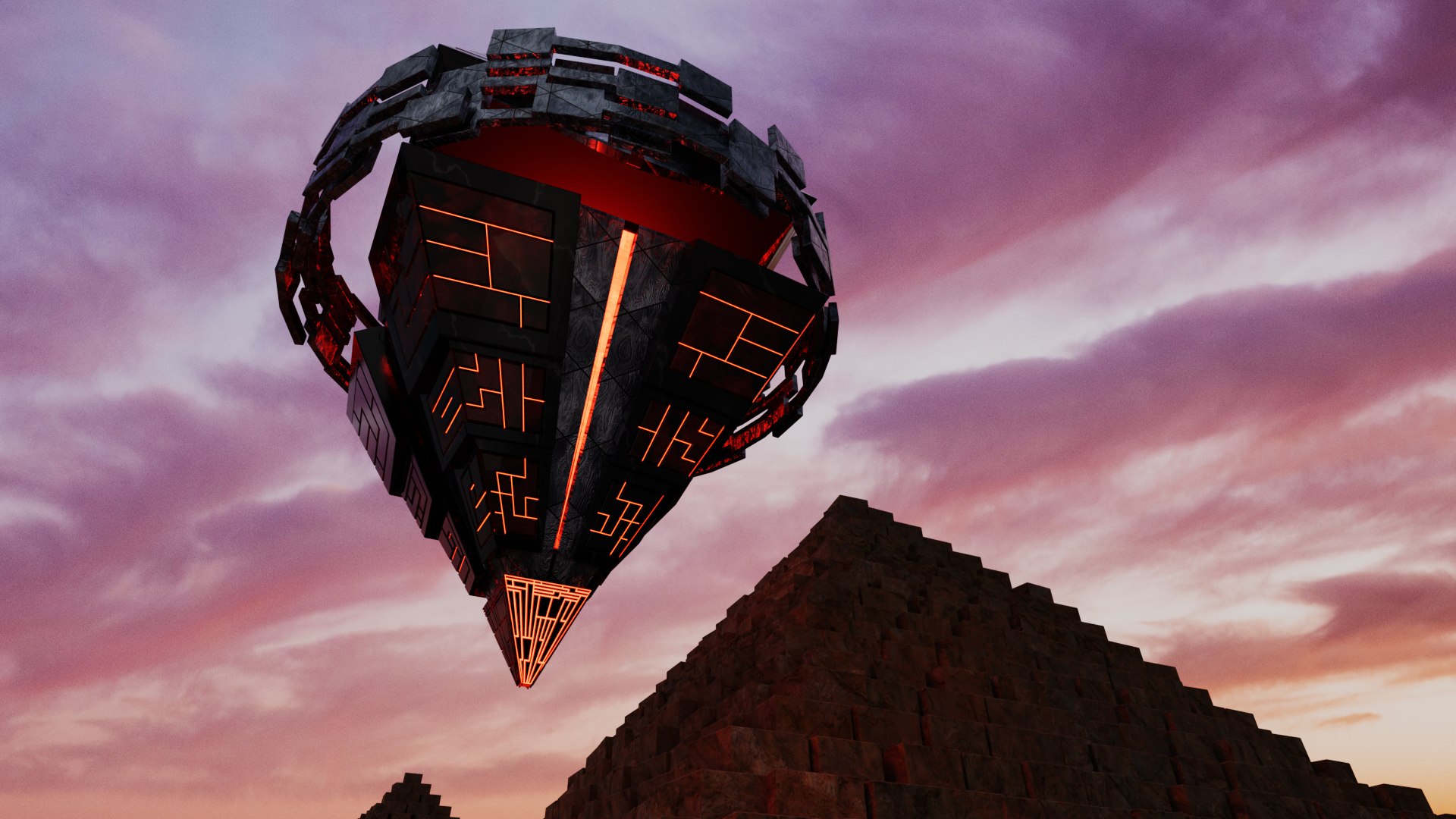 Free UFO 4 Pyramid Spaceship - Ovni - Flying Saucer 3D Model ...