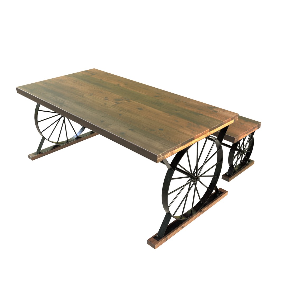 Wagon Wheel Dining Table Model - TurboSquid 1698110