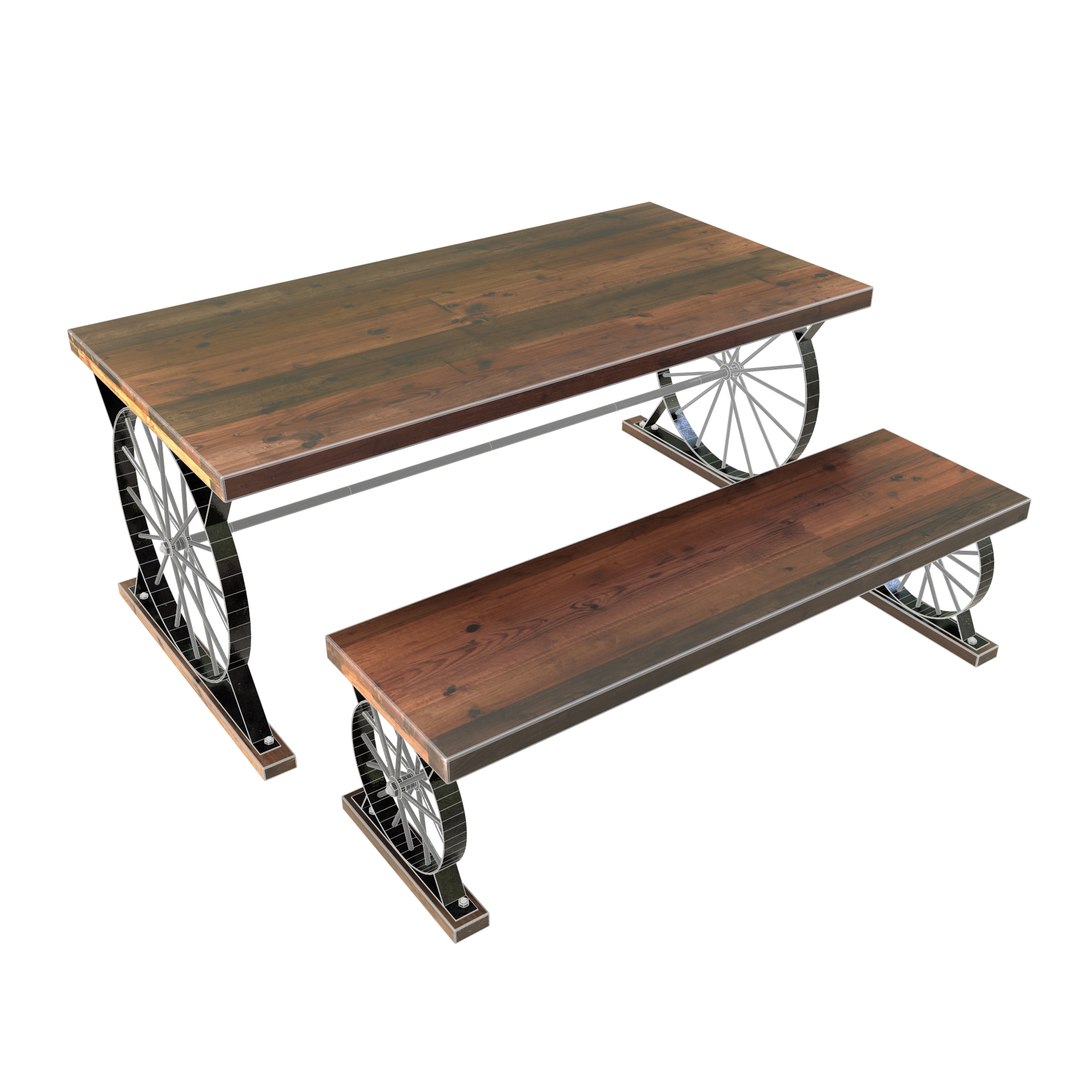 Wagon Wheel Dining Table Model - TurboSquid 1698110