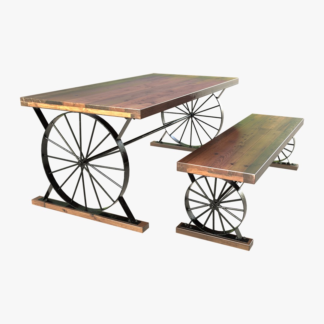 Wagon Wheel Dining Table Model - TurboSquid 1698110
