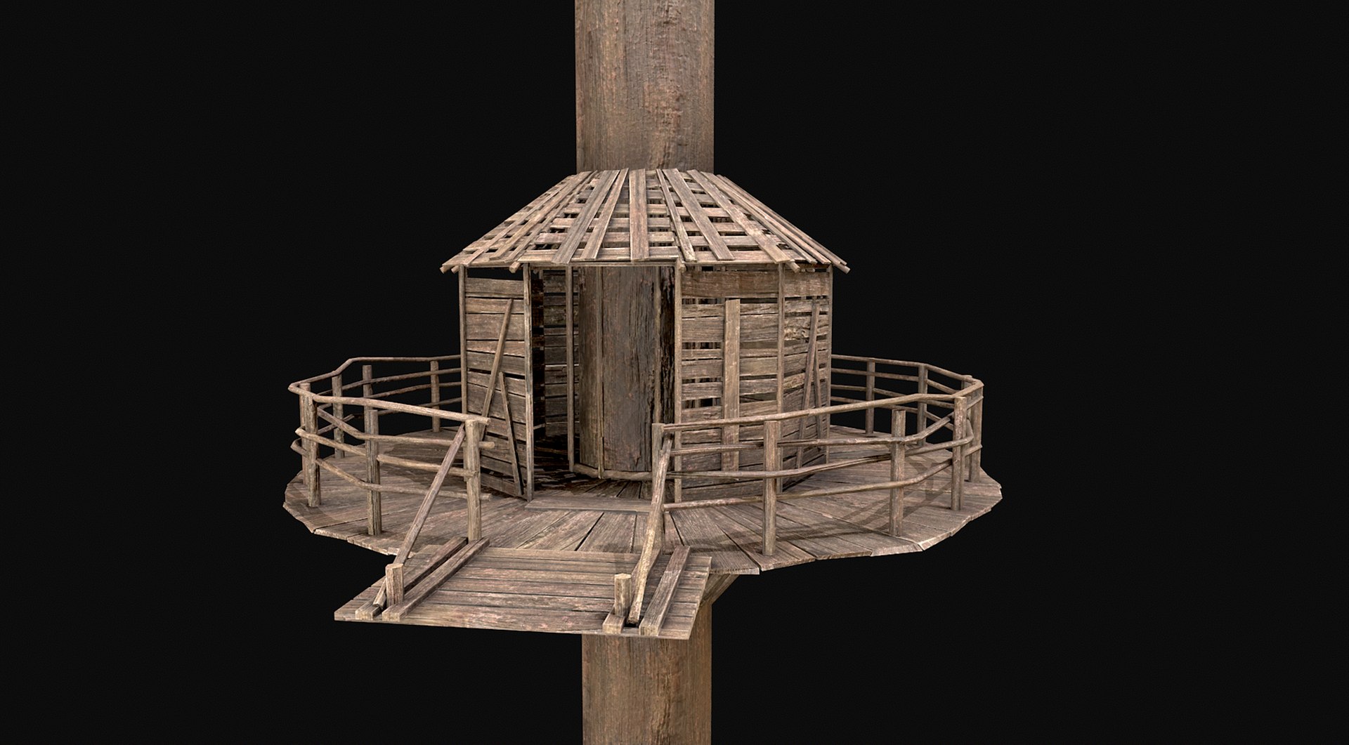 3D Wooden Tree House Shelters And Platforms 3 - TurboSquid 2355625