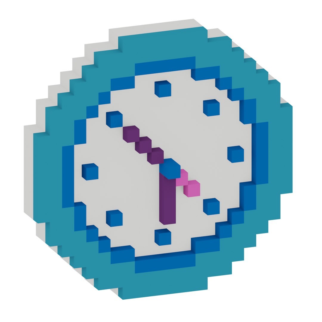 Wall Clock 8 Bit Low Poly Voxel Art Model - TurboSquid 1840427