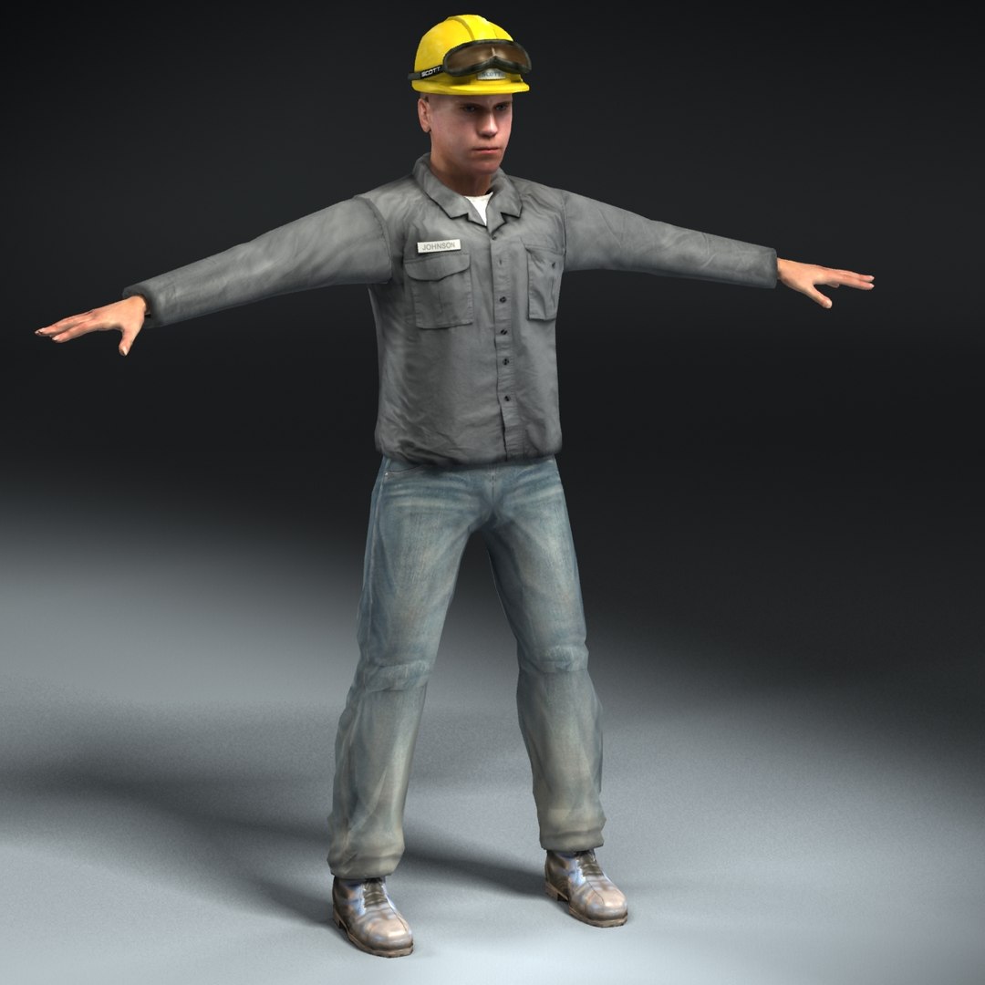construction worker 3d 3ds