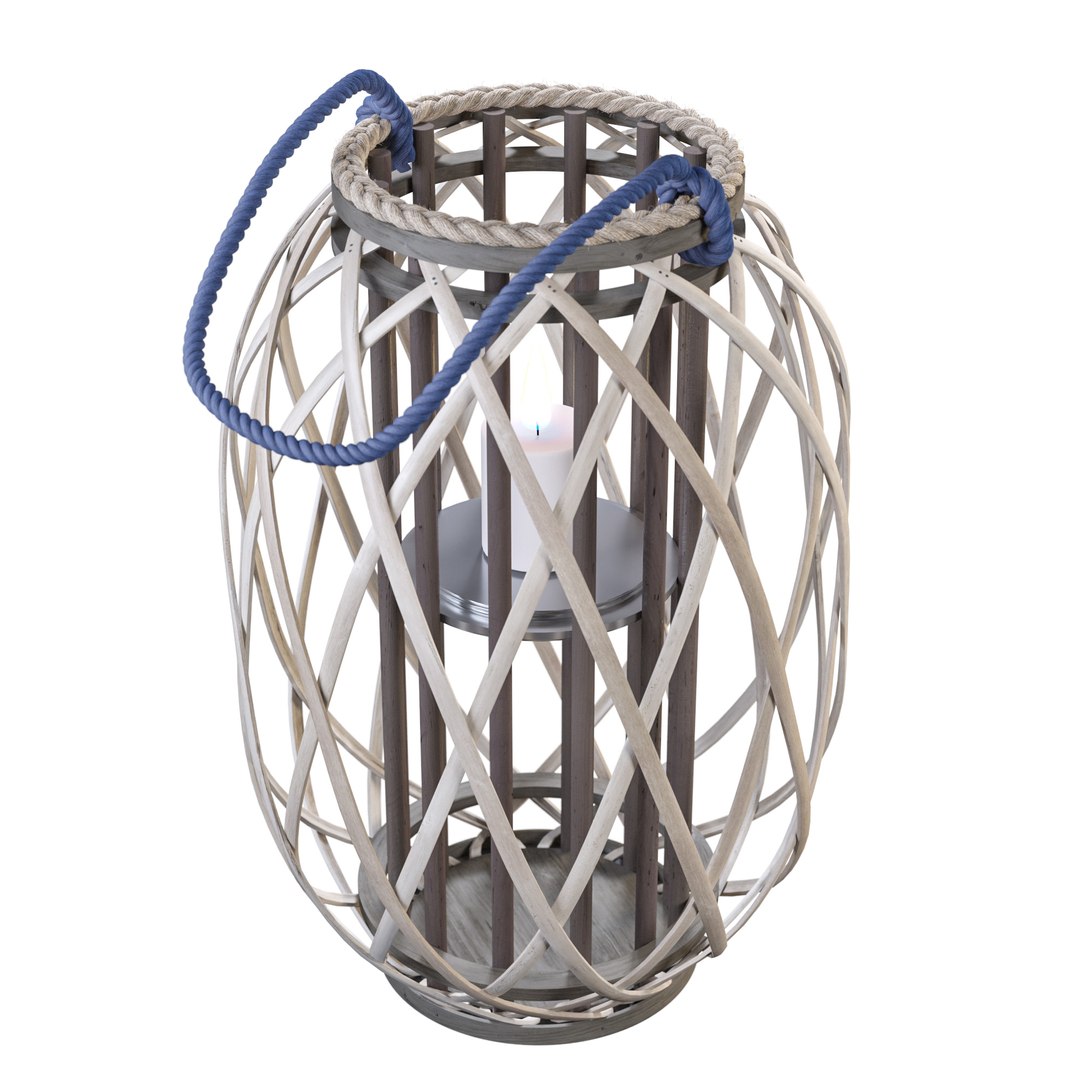Grey willow lantern with glass model - TurboSquid 1924686