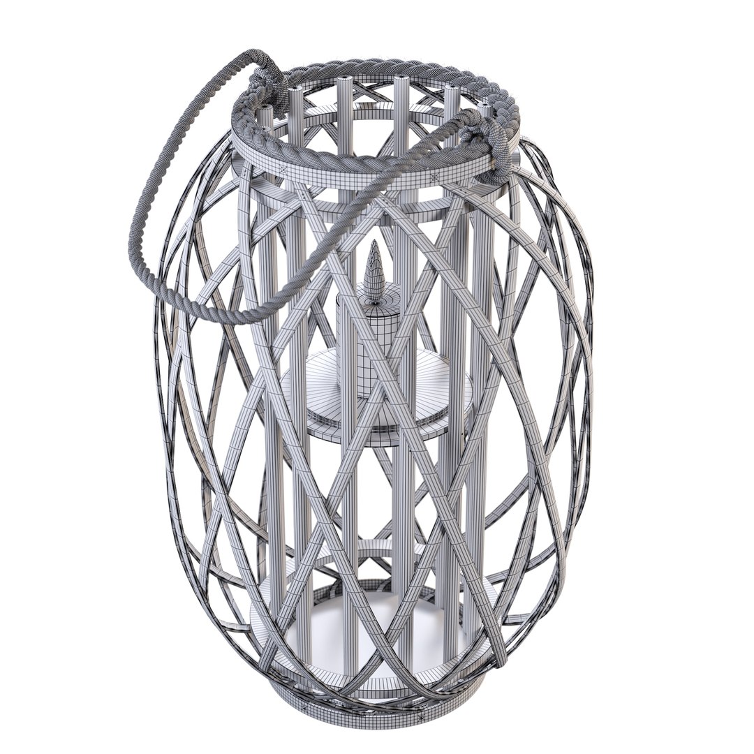 Grey willow lantern with glass model - TurboSquid 1924686