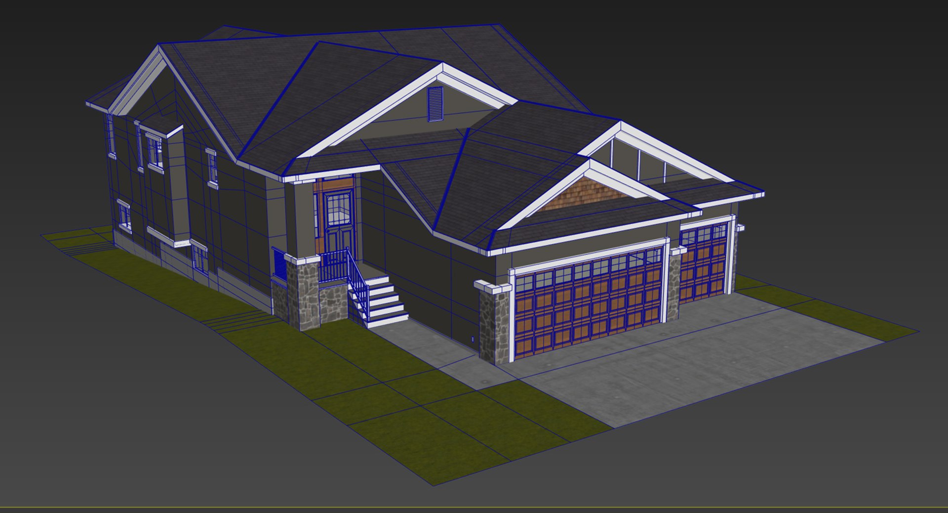 3d Single Family House Street City Model