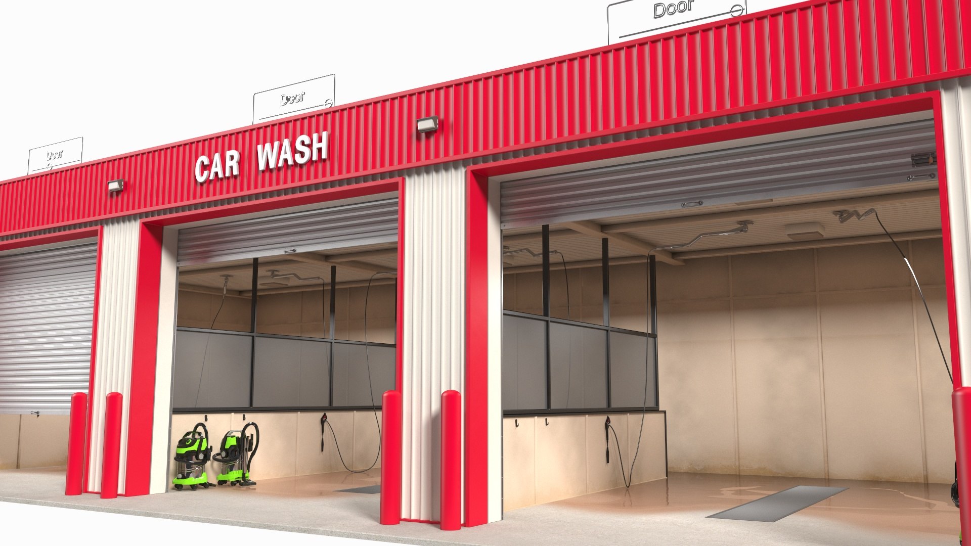 Red Car Wash Building Rigged 3D model - TurboSquid 2046658