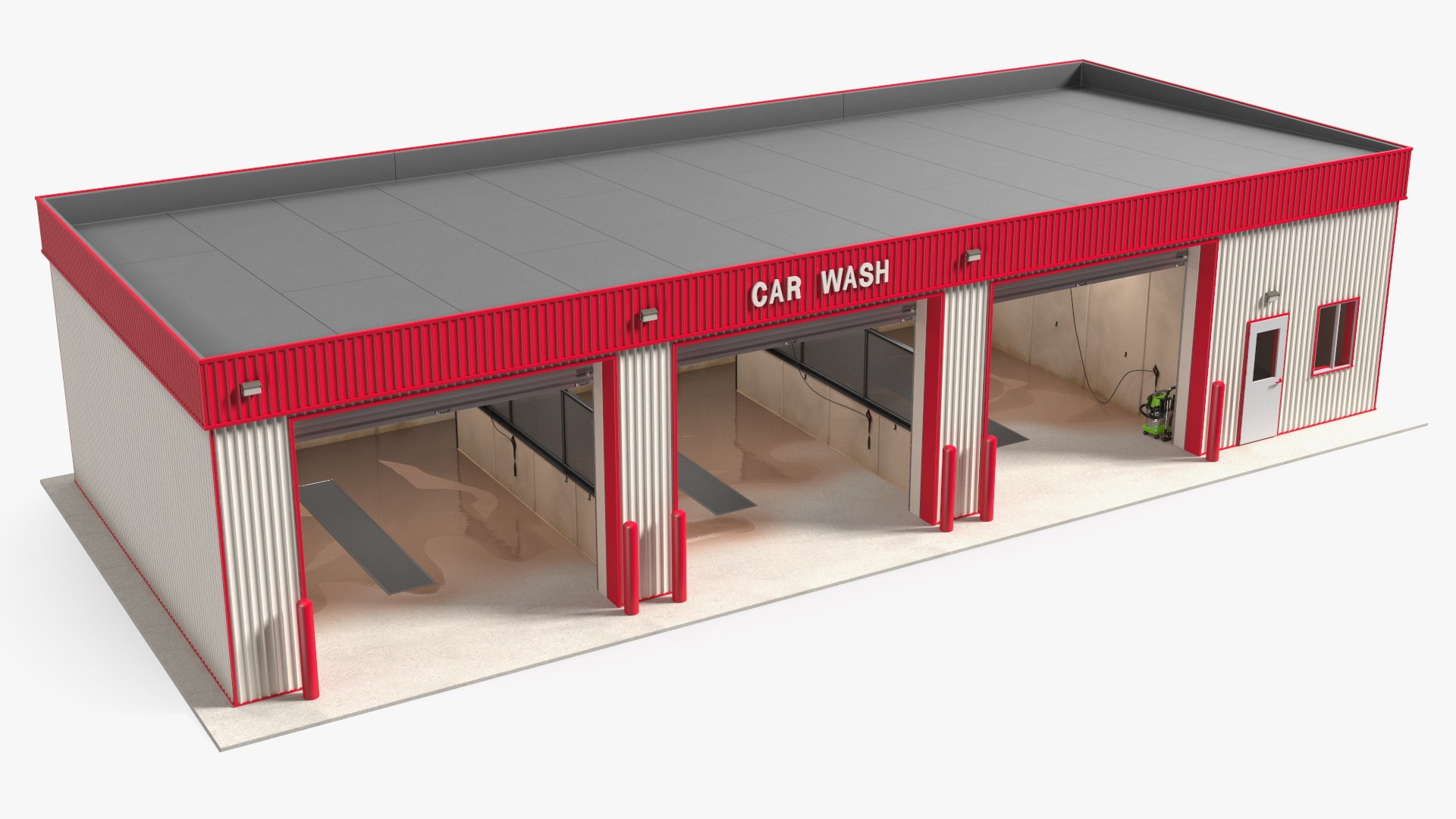 Red Car Wash Building Rigged 3D model - TurboSquid 2046658