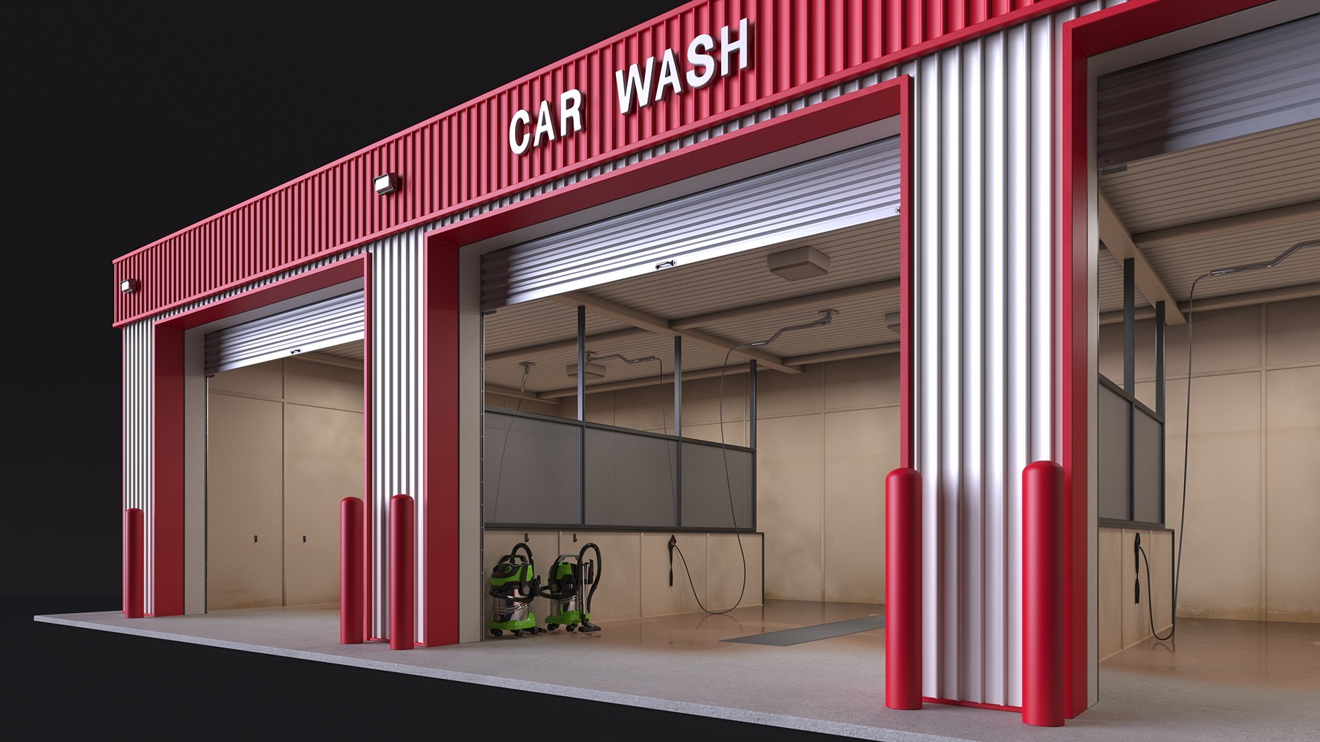Red Car Wash Building Rigged 3D model - TurboSquid 2046658