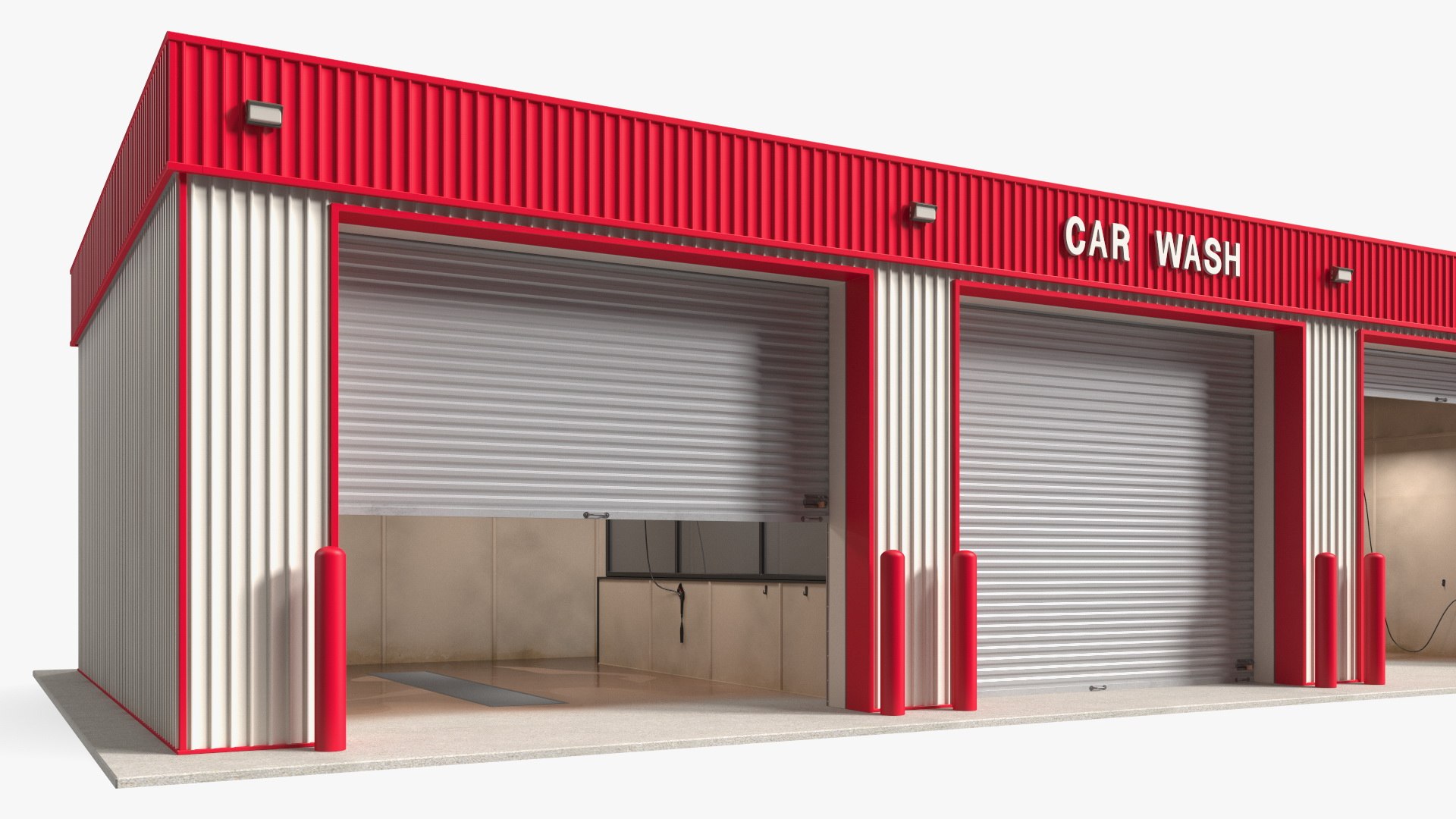Red Car Wash Building Rigged 3D model - TurboSquid 2046658
